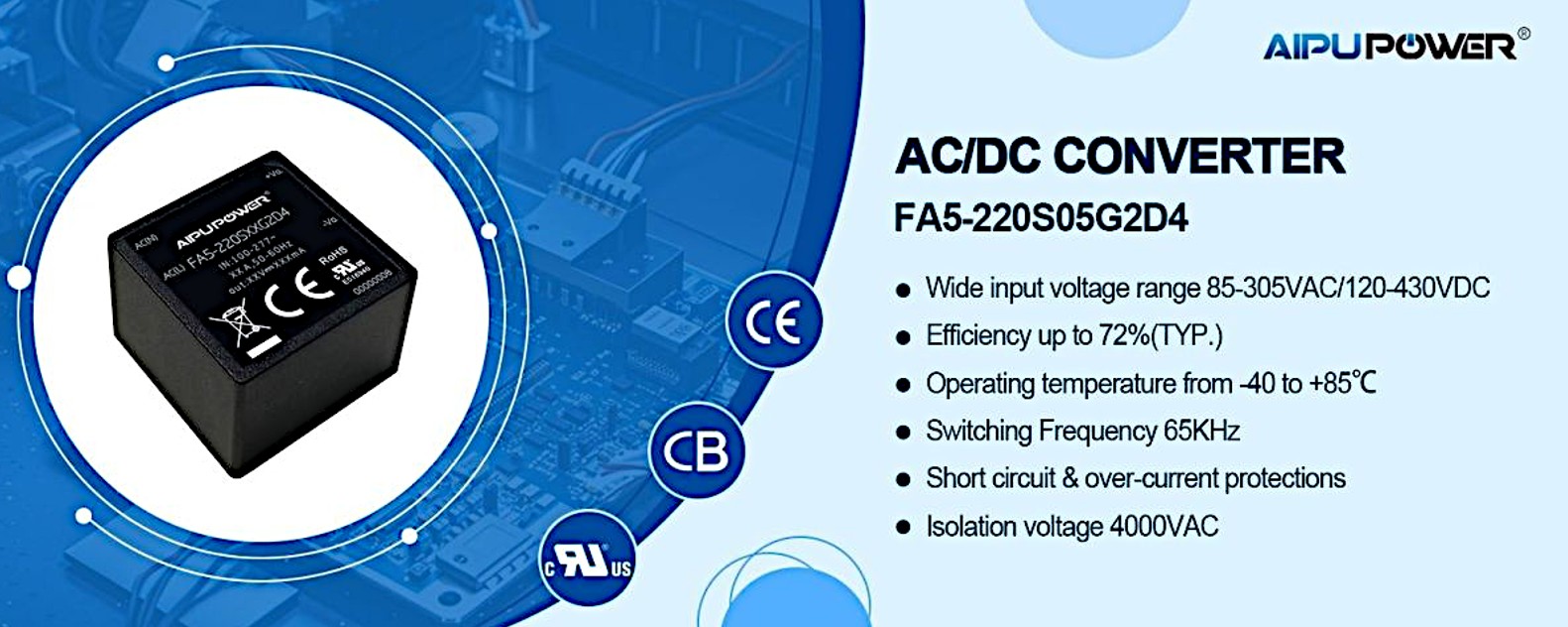 AIPUPOWER FA5-220S05G2D4 AC/DC Converter - NuVision Electronics (Pty) Ltd